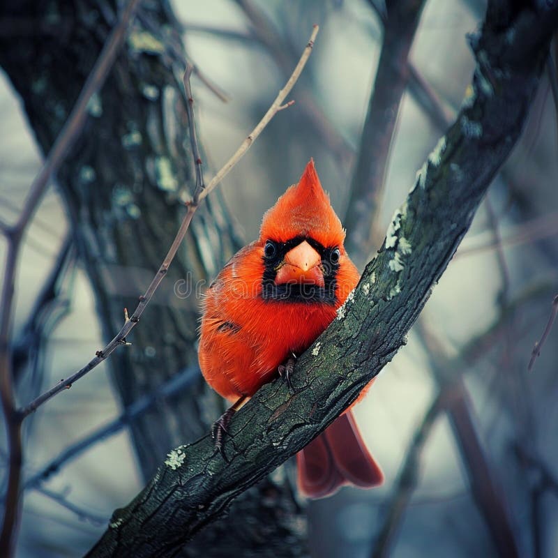 Smiley Face Featuring a Cardinal Perched in a Tree Stock Illustration ...