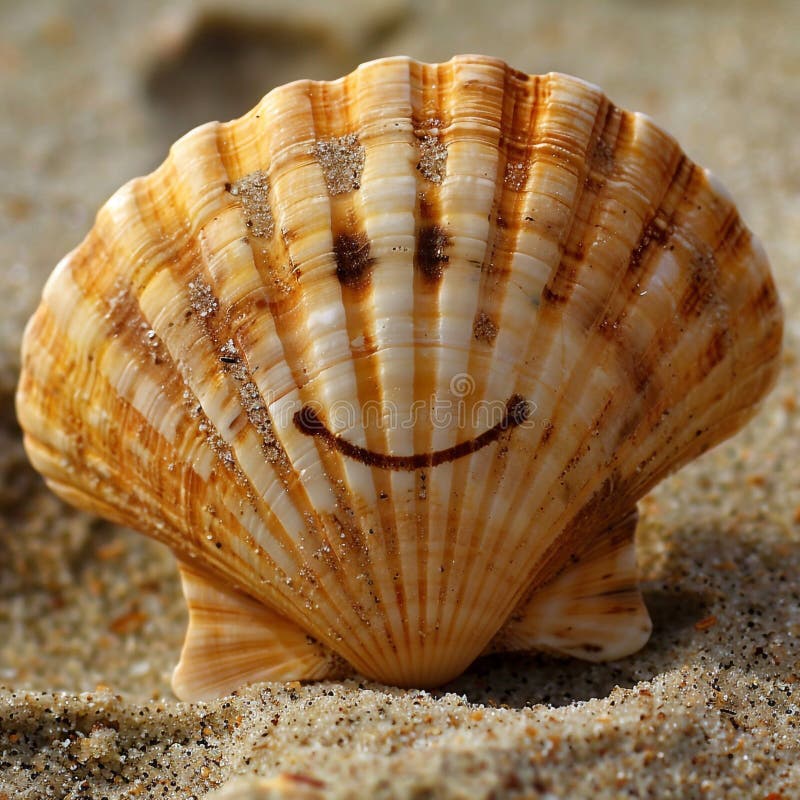 Smiley Face Featuring a Scallop Shell Stock Illustration - Illustration ...