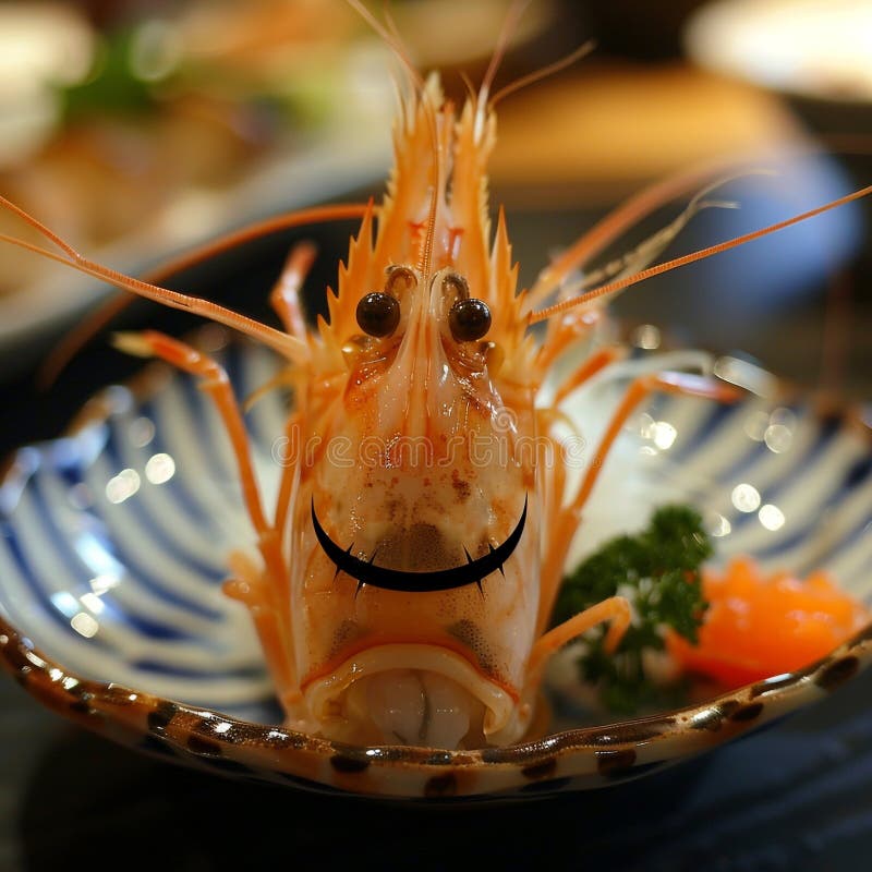 Smiley Face Featuring a Shrimp in a Playful, Tasty Setting Stock ...