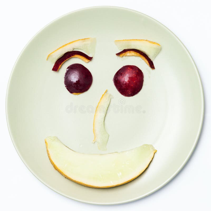 Smiley Face, Feito Com Nectarina E Melão Foto de Stock - Imagem de ...