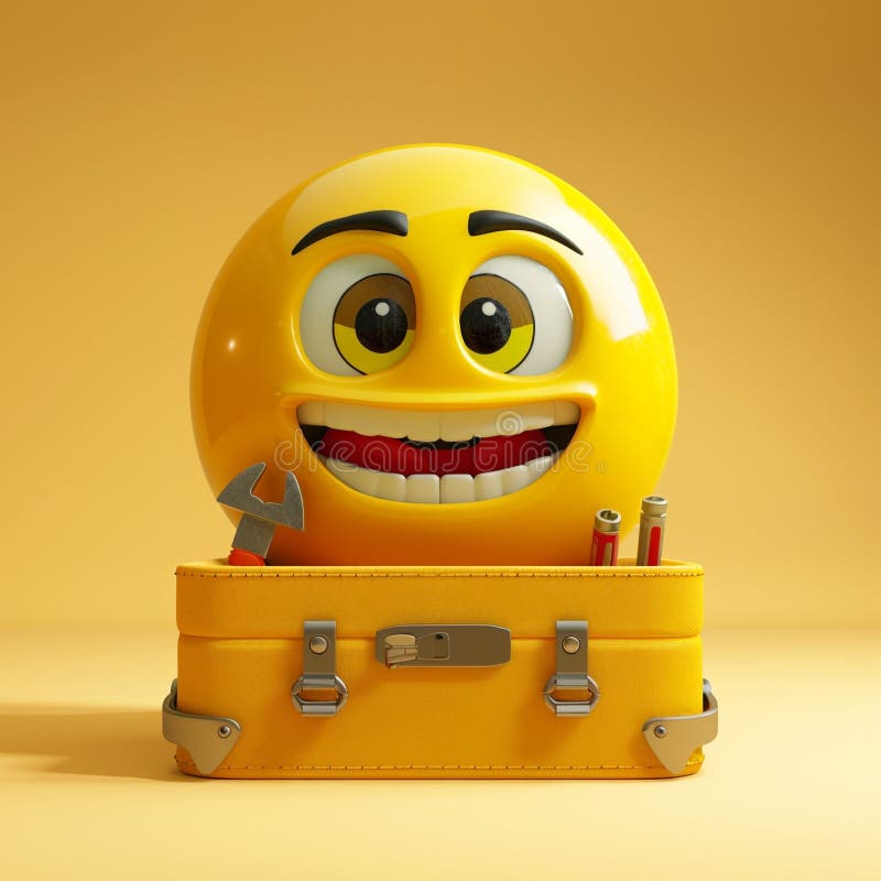 Smiley Face Fixing Household Items with Toolbox Stock Illustration ...