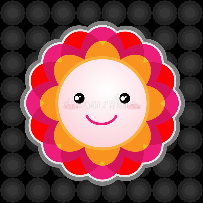 Smiley Face Flowers Have Cute Colorful Patterns Stock Vector ...