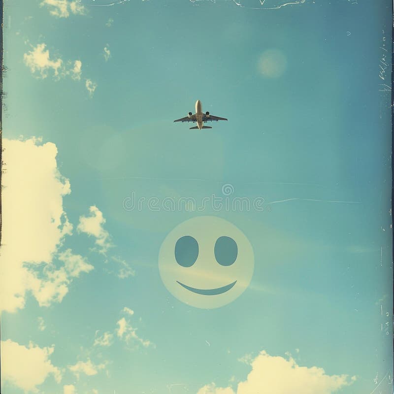 Smiley Face Flying Airplane in the Sky Stock Illustration ...