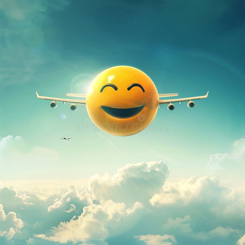 Smiley Face Flying Airplane in the Sky Stock Illustration ...