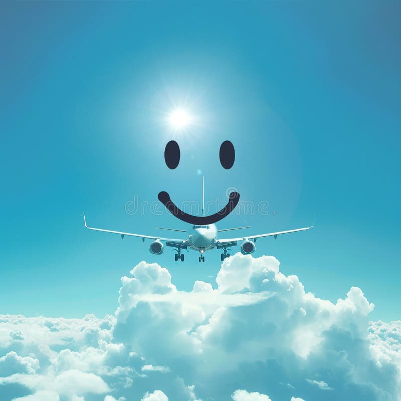 Smiley Face Flying Airplane in the Sky Stock Illustration ...