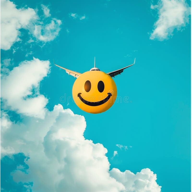 Smiley Face Flying Airplane in the Sky Stock Illustration ...
