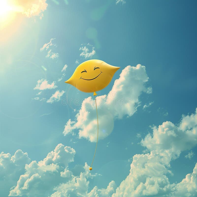 Smiley Face Flying a Kite in the Sky Stock Illustration - Illustration ...