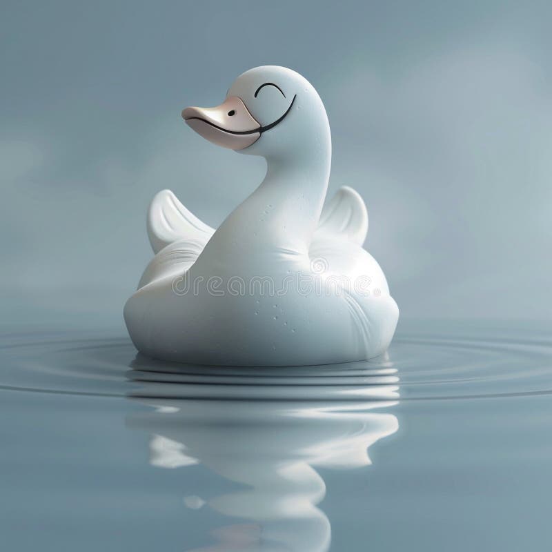 Smiley Face Gliding on a Pond with a Swan Stock Illustration ...