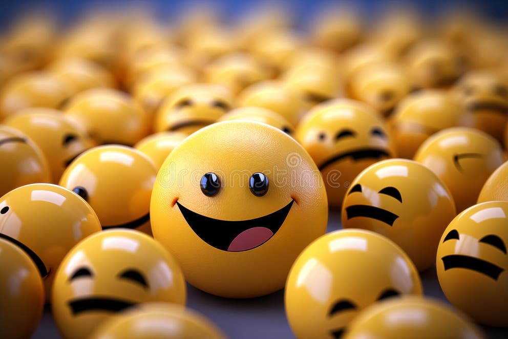 Smiley Face on a Group of Yellow Smileys Stock Illustration ...
