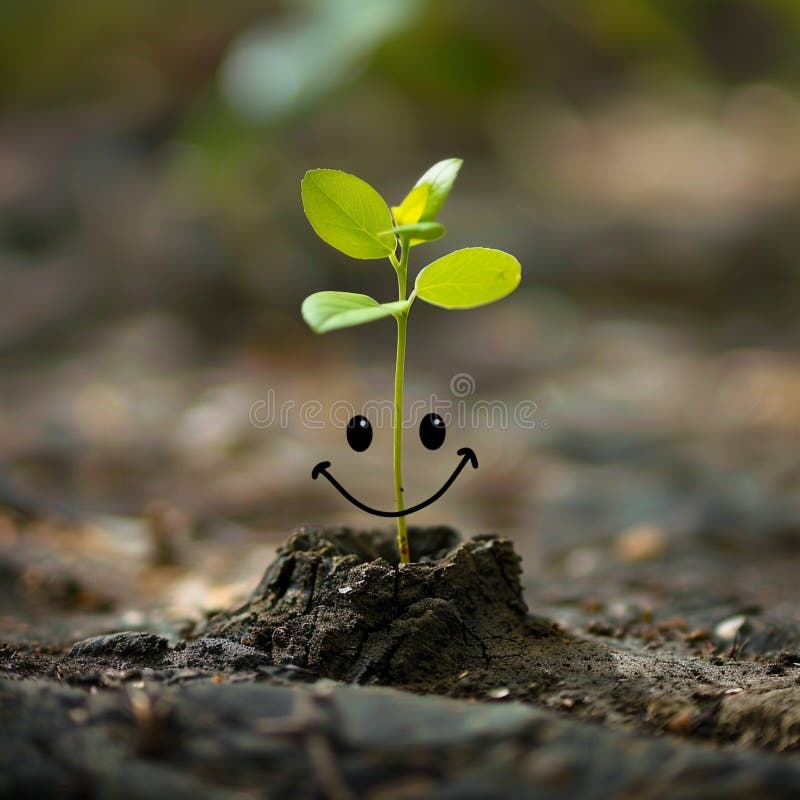 Smiley Face Growing Under a Tree Stock Illustration - Illustration of ...