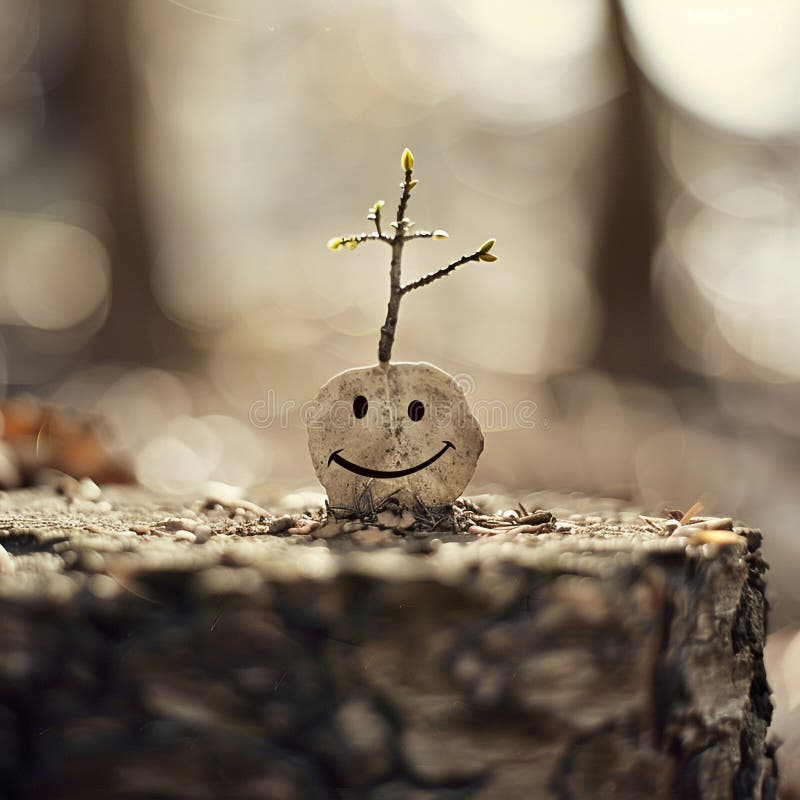 Smiley Face Growing Under a Tree Stock Illustration - Illustration of ...