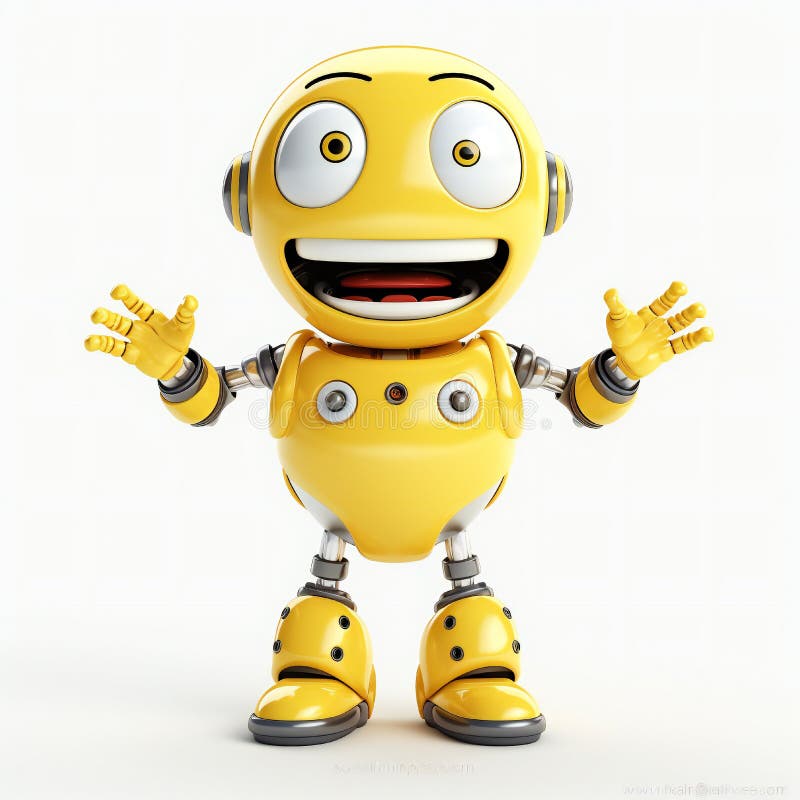 Happy Robot Head Isolated on Technology Background. Stock Illustration ...