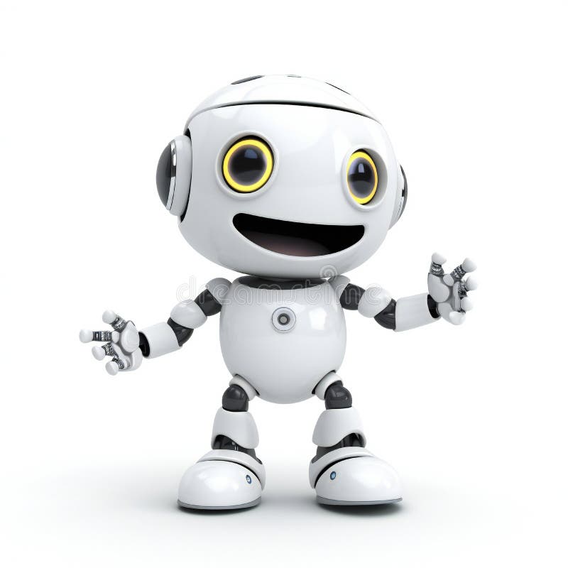 Happy Robot Head Isolated on Technology Background. Stock Illustration ...