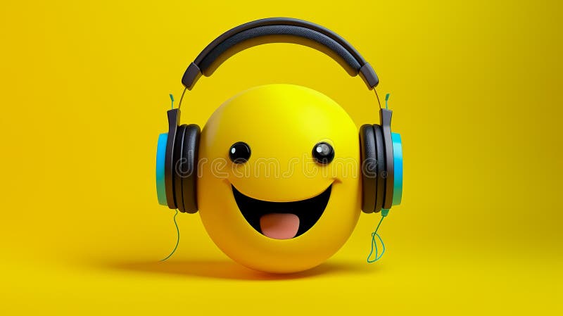 Smiley with headphones stock vector. Illustration of musical - 6622581