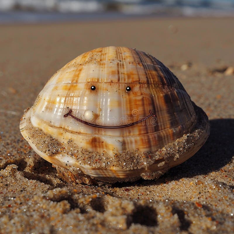 Smiley Face Holding with Smooth Shell Stock Illustration - Illustration ...