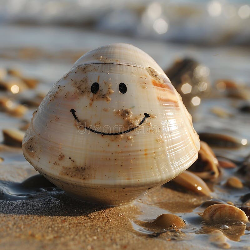 Smiley Face Holding with Smooth Shell Stock Illustration - Illustration ...