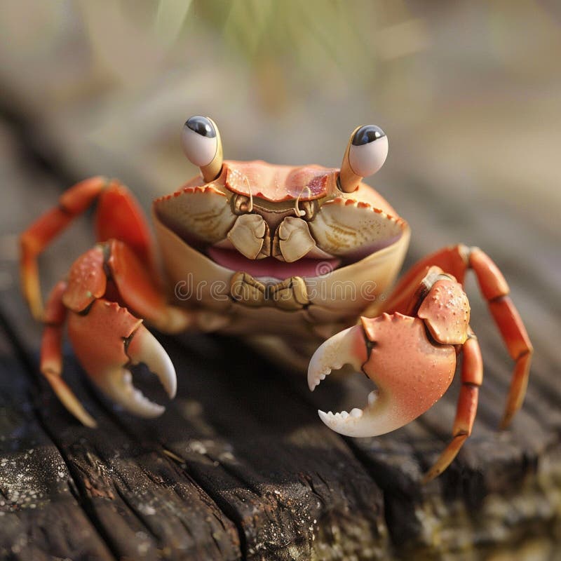 Smiley Face Holding a Crab with Strong Claws Stock Illustration ...