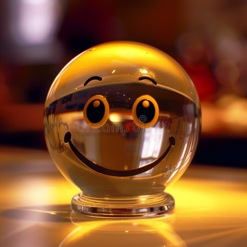 Smiley Face Holding Crystal Ball Predicting Future Stock Illustration ...