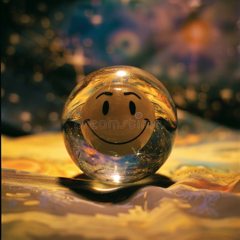 Smiley Face Holding Crystal Ball Predicting Future Stock Illustration ...