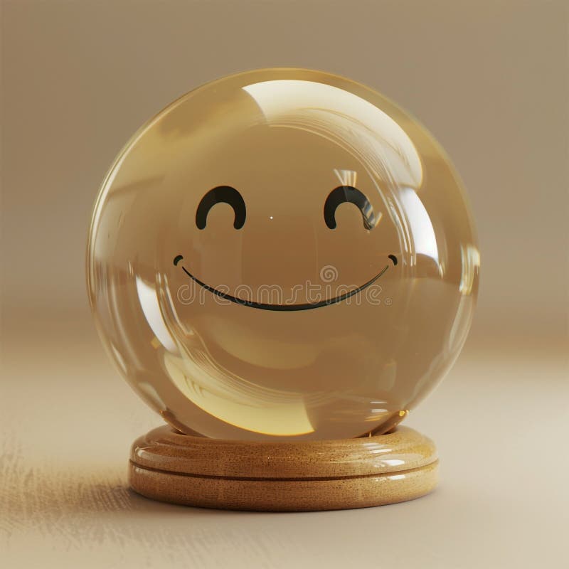 Smiley Face Holding Crystal Ball Predicting Future Stock Illustration ...