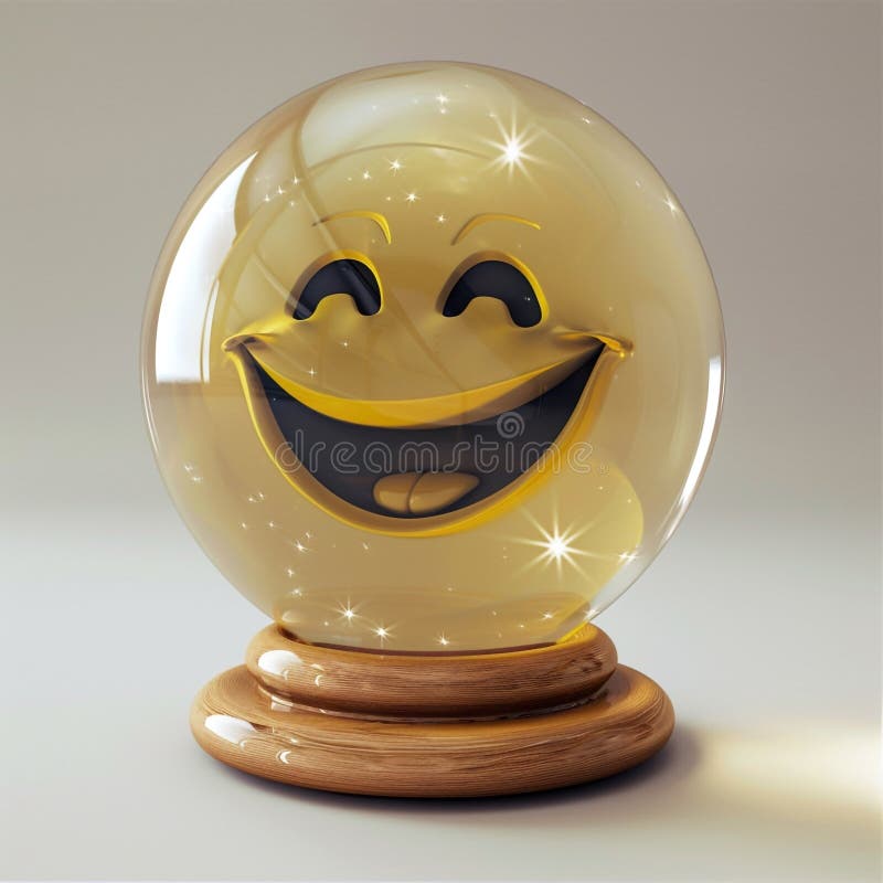 Smiley Face Holding Crystal Ball Predicting Future Stock Illustration ...