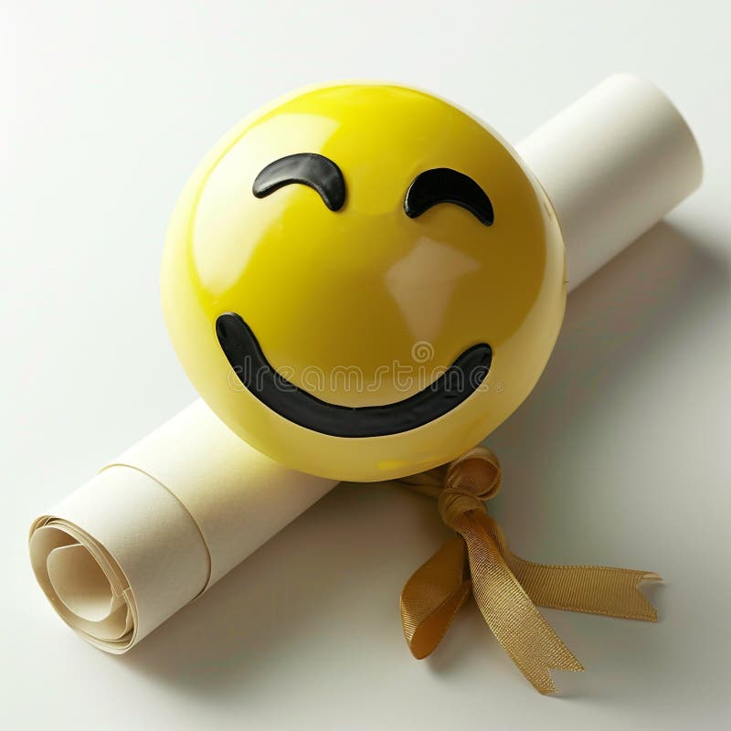 Smiley Face Holding Diploma Celebrating Academic Success Stock ...