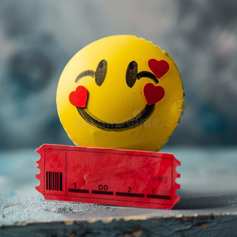 Smiley Face Holding Ticket Going To Cinema Stock Illustration ...