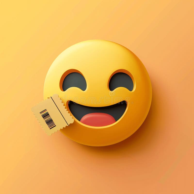 Smiley Face Holding Ticket Going To Cinema Stock Illustration ...