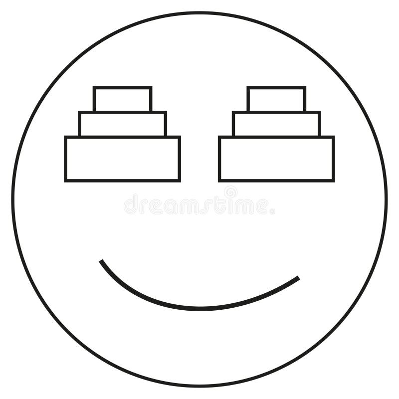 Smiley Face Icon. Brick Eye Shape. Circular Vector Outline. Playful ...