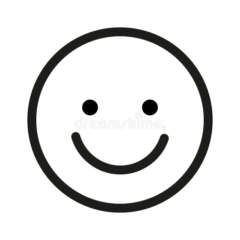 Smiley Face Icon. Simple Round Design. Black Outline Vector. Happy ...