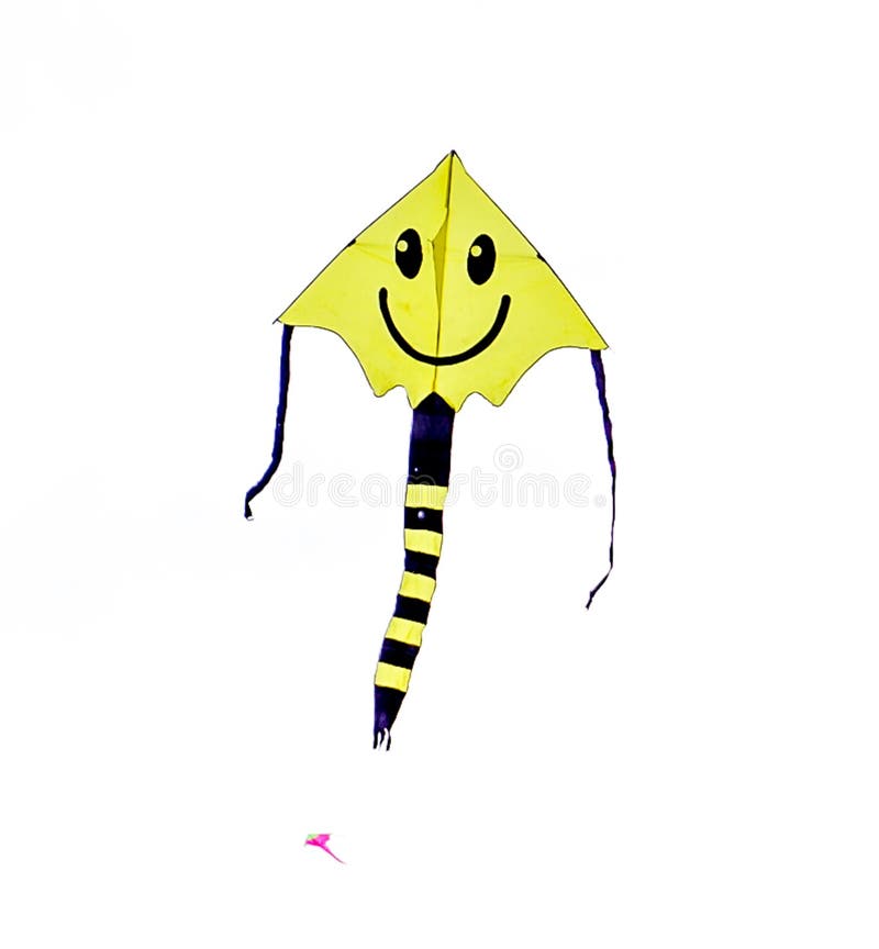 Smiley Face Kite Flying in Uno Skiy Nuvoloso Immagine Stock - Immagine ...