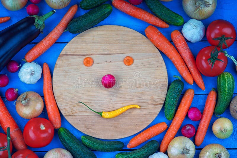 Smiley Face Made from Vegetables among Colorful Vegetables Stock Photo ...