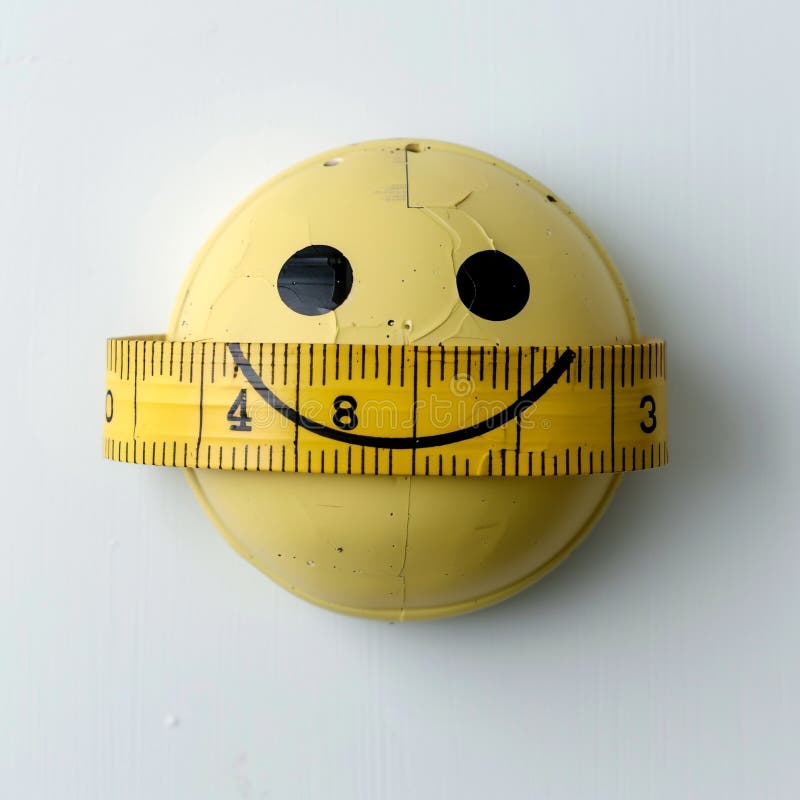 Smiley Face Measuring Length with Tape Measure Stock Illustration ...