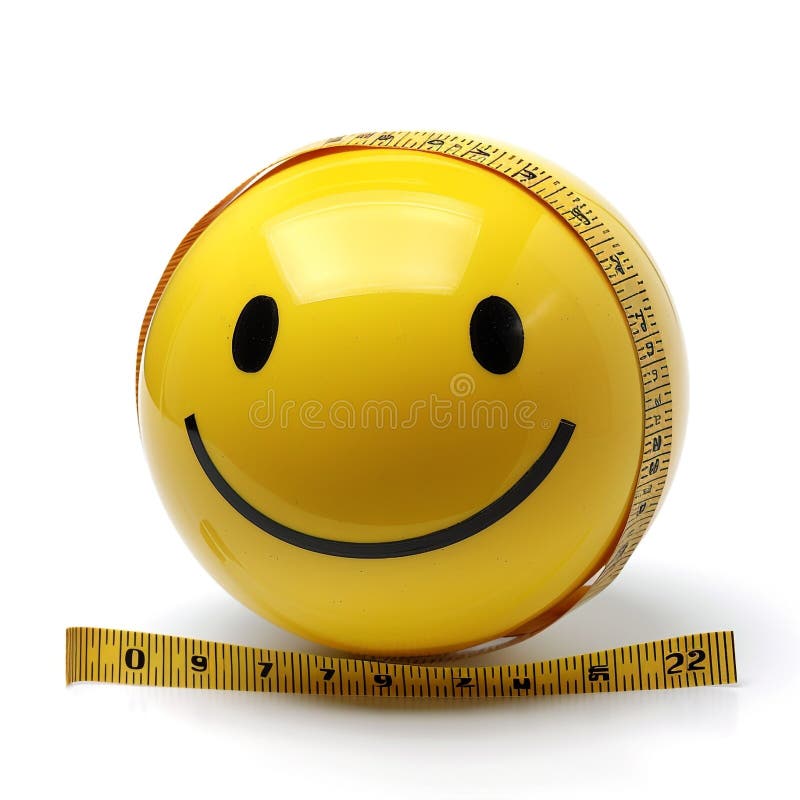 Smiley Face Measuring Length with Tape Measure Stock Illustration ...