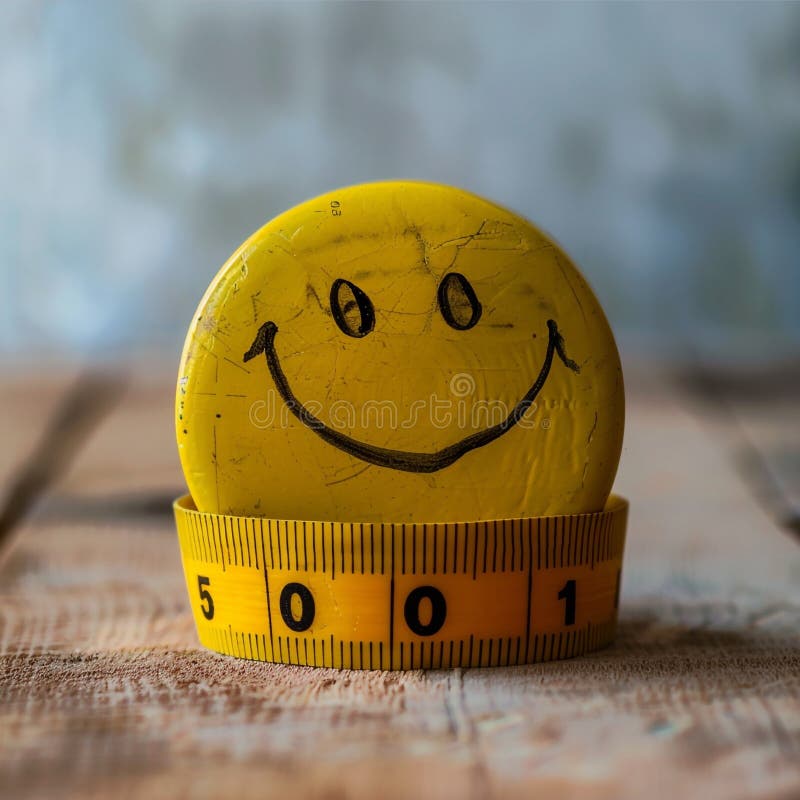 Smiley Face Measuring Length with Tape Measure Stock Illustration ...