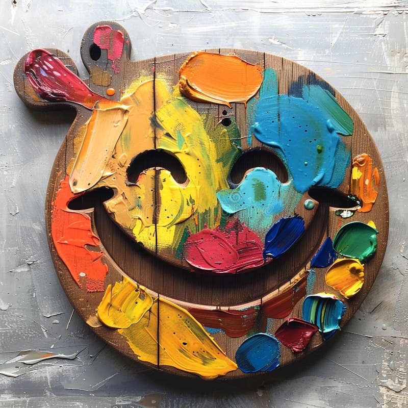 Smiley Face Mixing Colors with Paint Palette Stock Illustration ...