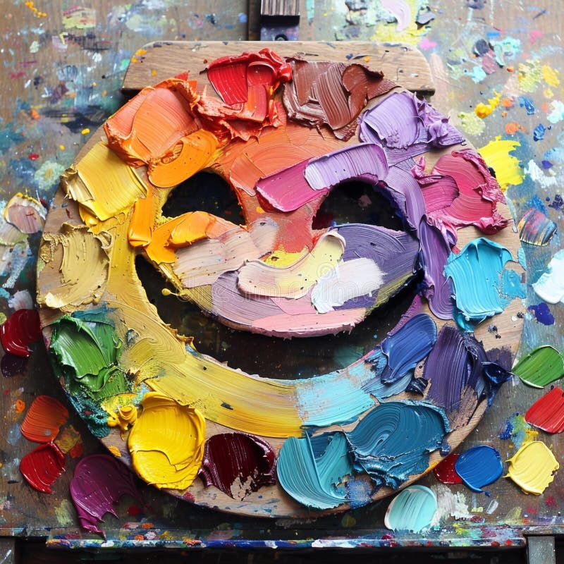 Smiley Face Mixing Colors with Paint Palette Stock Illustration ...