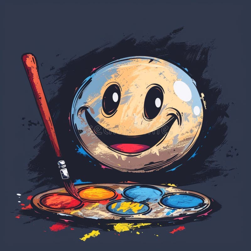 Smiley Face Mixing Colors with Paint Palette Stock Illustration ...
