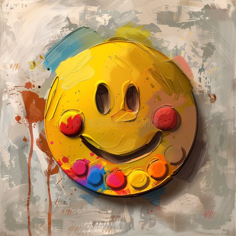 Smiley Face Mixing Colors with Paint Palette Stock Illustration ...