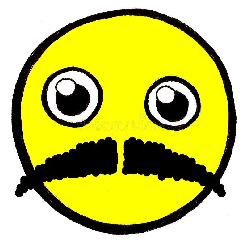 Smiley face with mustache stock illustration. Illustration of studio ...