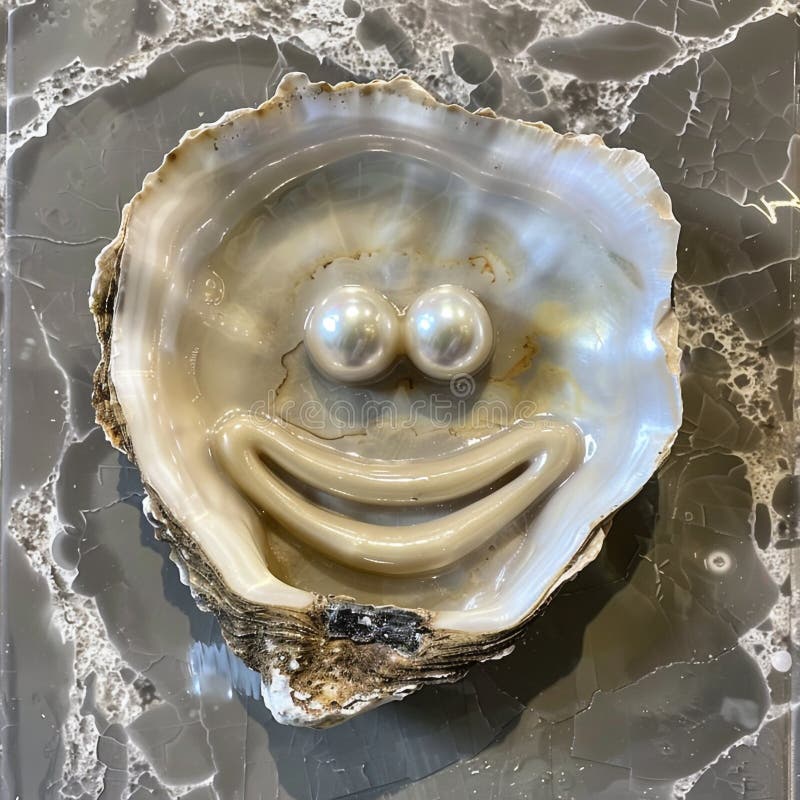 Smiley Face with Oyster Displaying Pearl Stock Illustration ...
