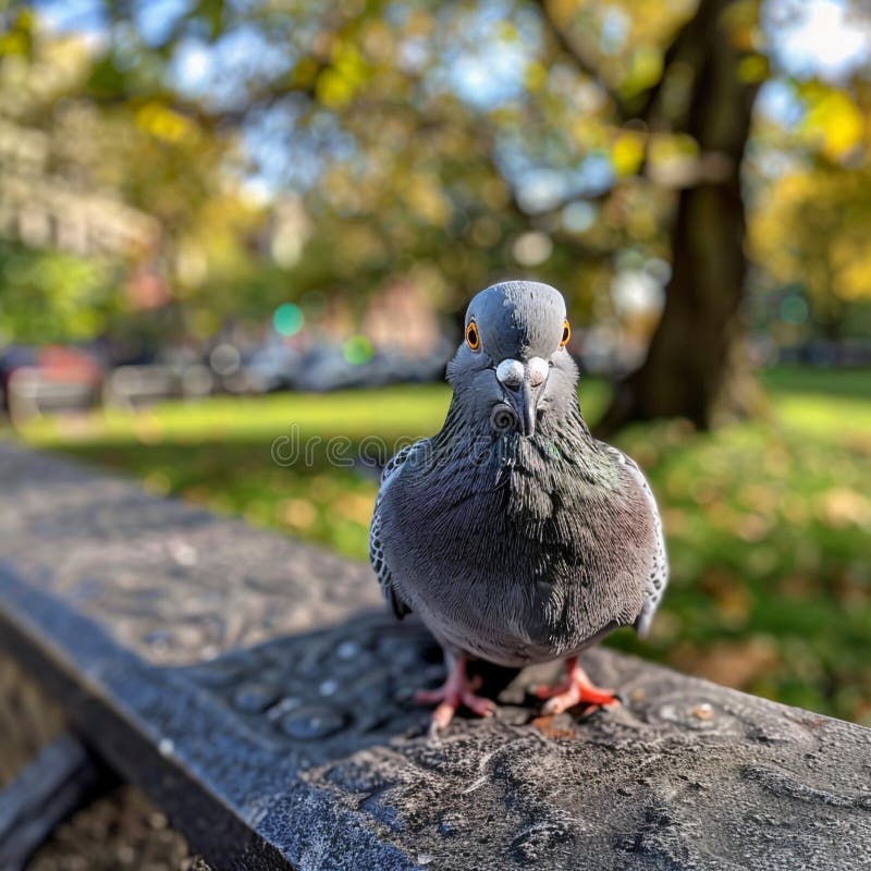 Smiley Face with Pigeon Cooing in the Park Stock Illustration ...