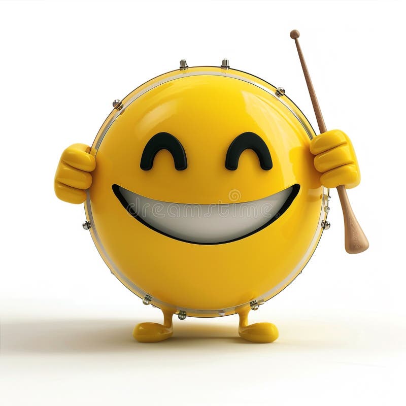Smiley Face Playing Drum in Rhythmic Beat Stock Illustration ...