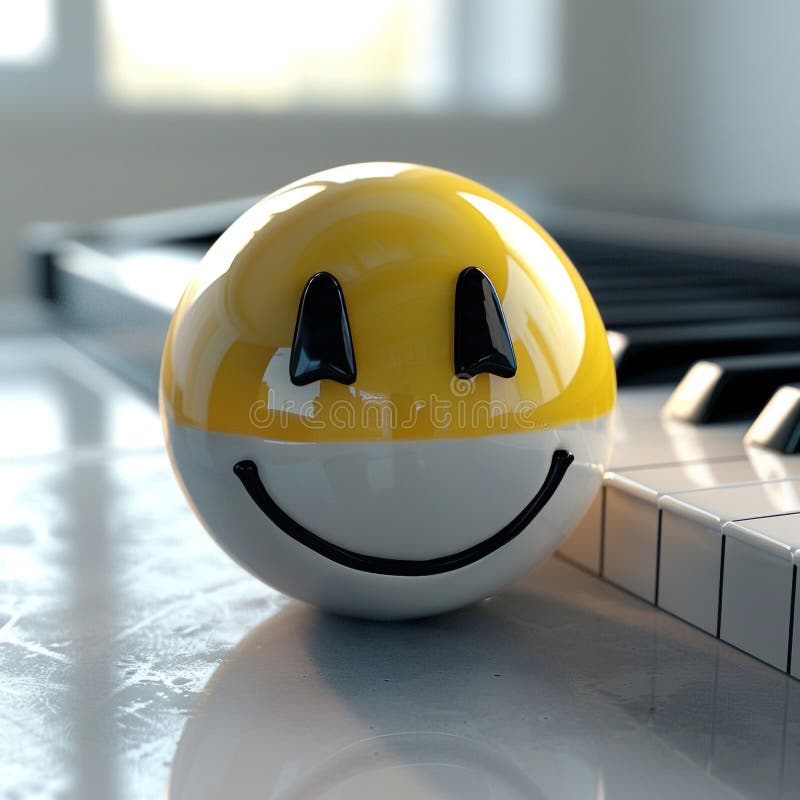 Smiley Face Playing Piano in a Musical Setting Stock Illustration ...