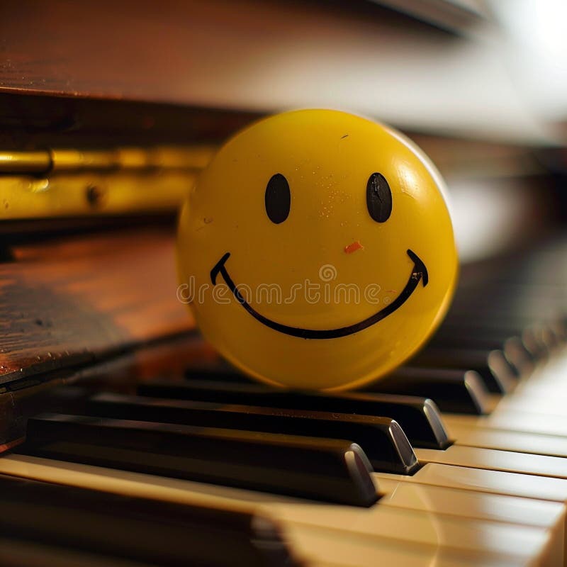 Smiley Face Playing Piano in a Musical Setting Stock Illustration ...