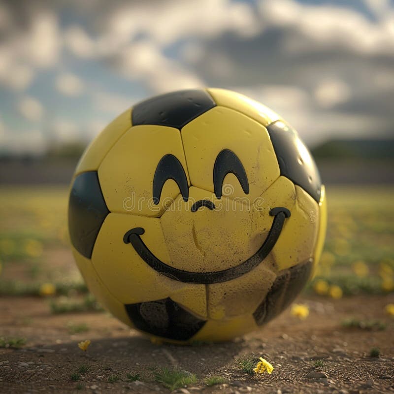 Smiley Face Playing Soccer on a Field Stock Illustration - Illustration ...