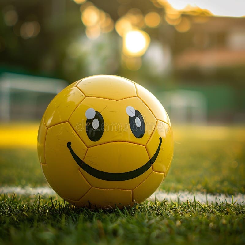 Smiley Face Playing Soccer on a Field Stock Illustration - Illustration ...