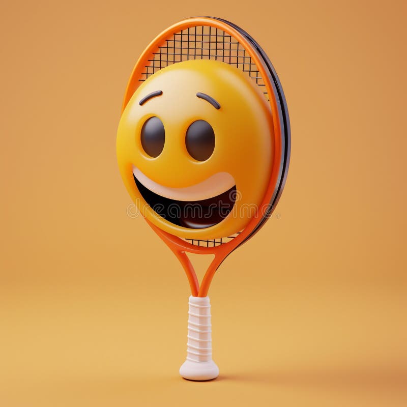 Smiley Face Playing Tennis in a Match Stock Illustration - Illustration ...