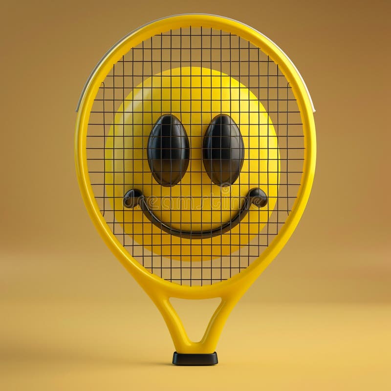 Smiley Face Playing Tennis in a Match Stock Illustration - Illustration ...