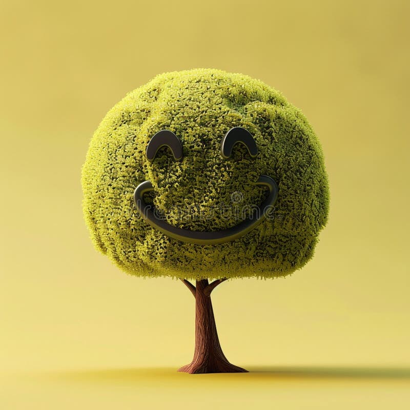 Smiley Face Providing Shade Under a Tree Stock Illustration ...